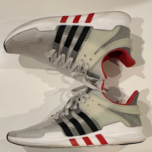 adidas | Shoes | Adidas Mens Adv White And Black Sneakers With Red ...